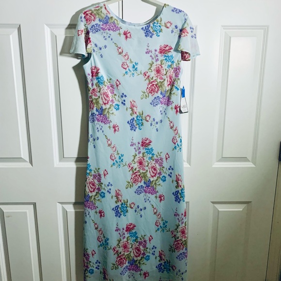 Dresses | Floral Blue Dress Womens Size 16 | Poshmark
